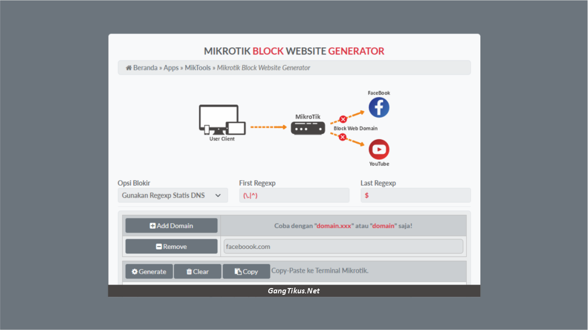Mikrotik Block Website Generator | MikTools