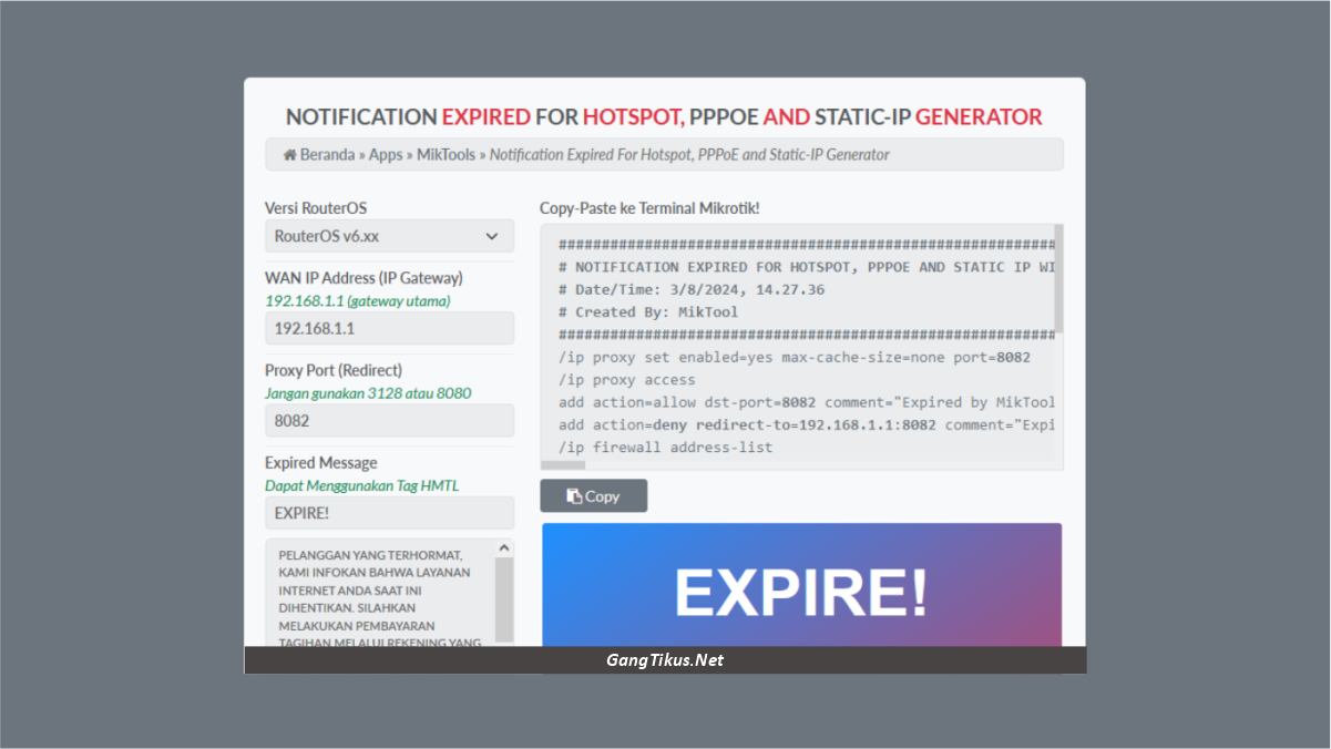 Mikrotik Notification Expired For Hotspot, PPPoE and Static-IP ...
